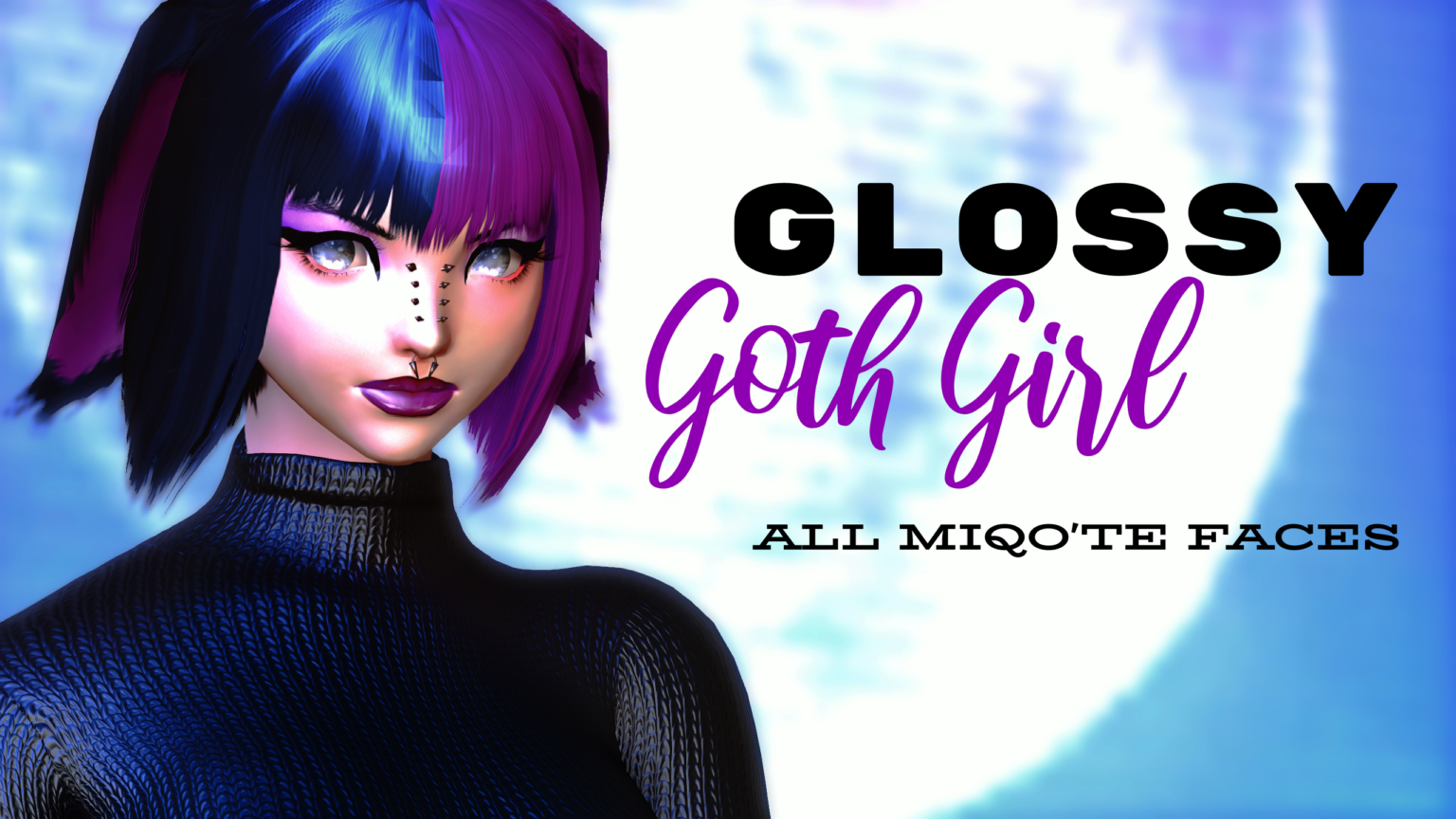 [ERIRU] Glossy goth girl (all miqo’te faces) - The Glamour Dresser