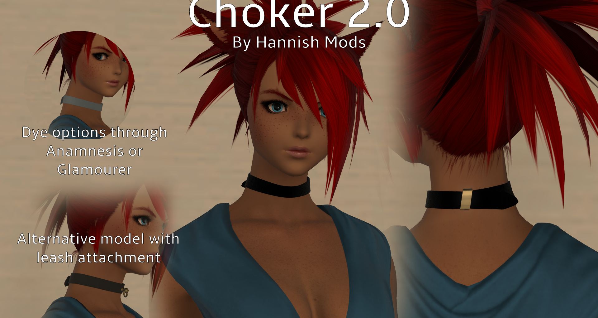 Leather Choker 2.0 - The Glamour Dresser : Final Fantasy XIV Mods and More
