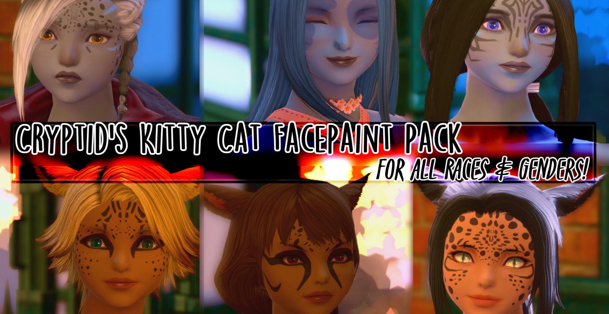 [CC] Kitty Cat Face Paint Pack! - The Glamour Dresser : Final Fantasy ...