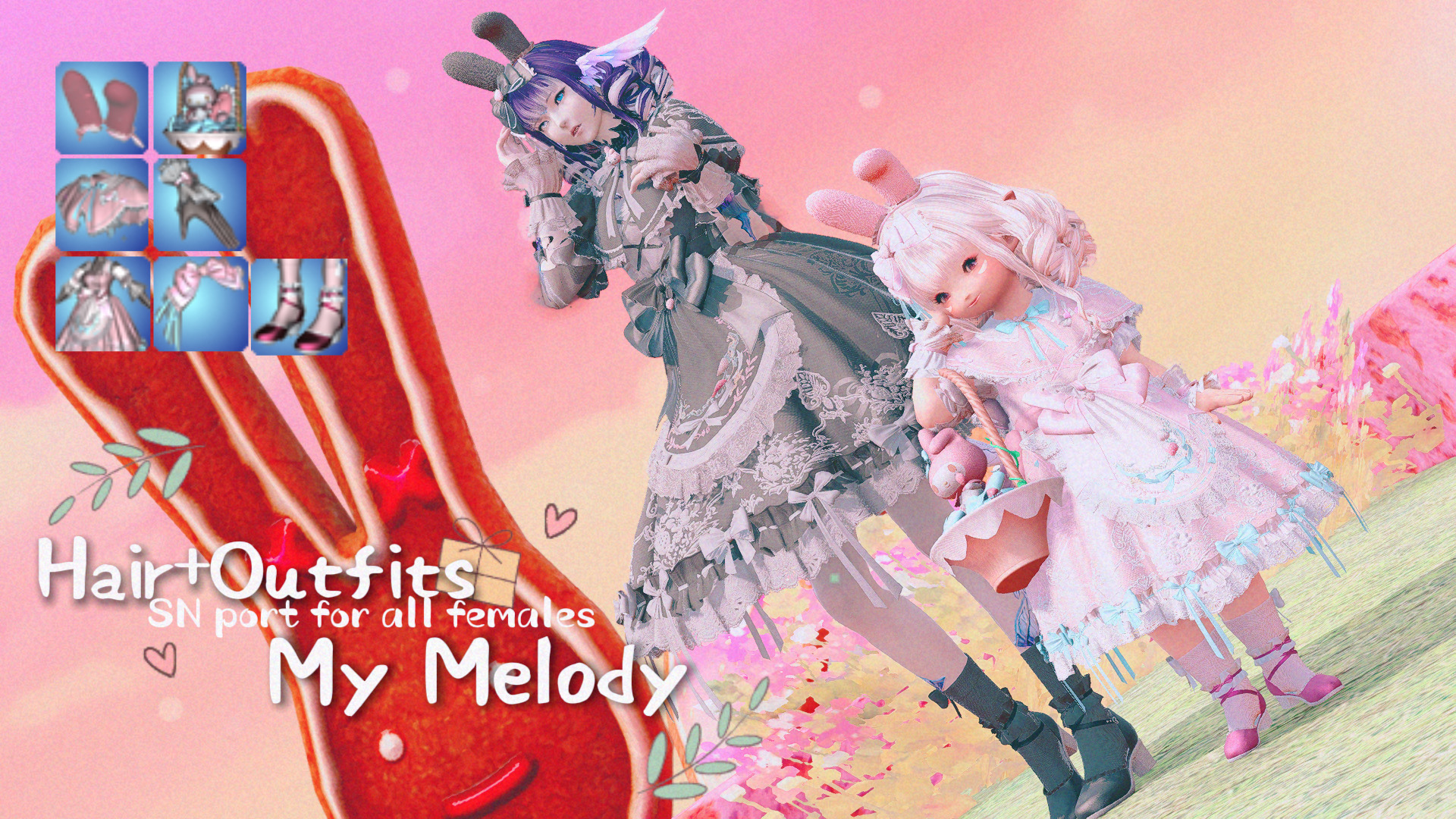 [Hair+Outfits]My Melody - The Glamour Dresser : Final Fantasy XIV Mods ...