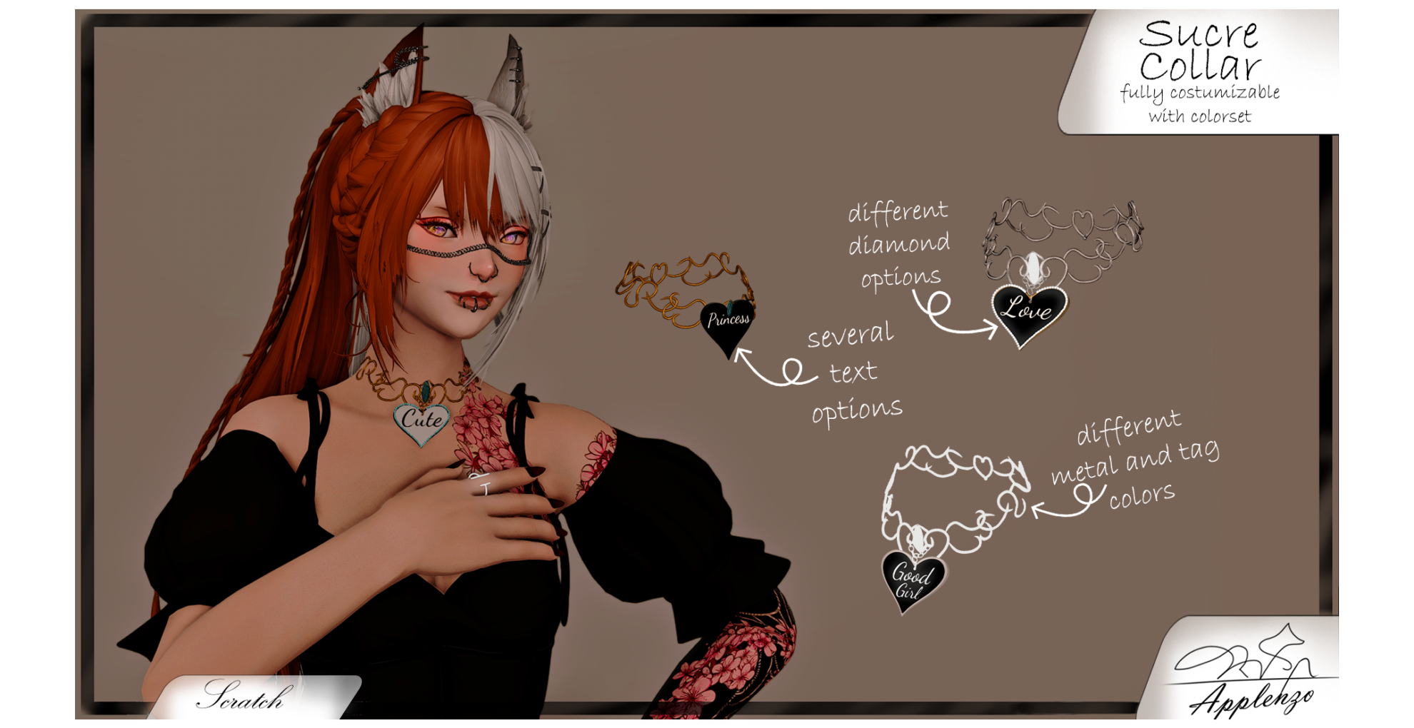 [Holo] Sucre Collar (Tag Option) - The Glamour Dresser : Final Fantasy XIV Mods and More