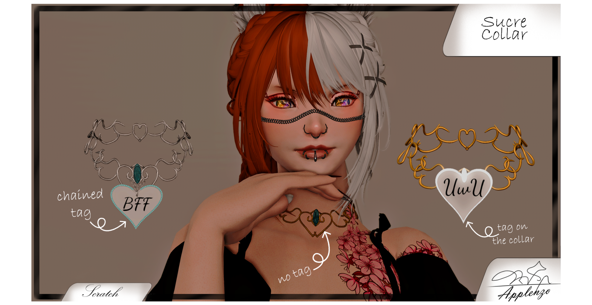 [Holo] Sucre Collar (Tag Option) - The Glamour Dresser : Final Fantasy XIV Mods and More