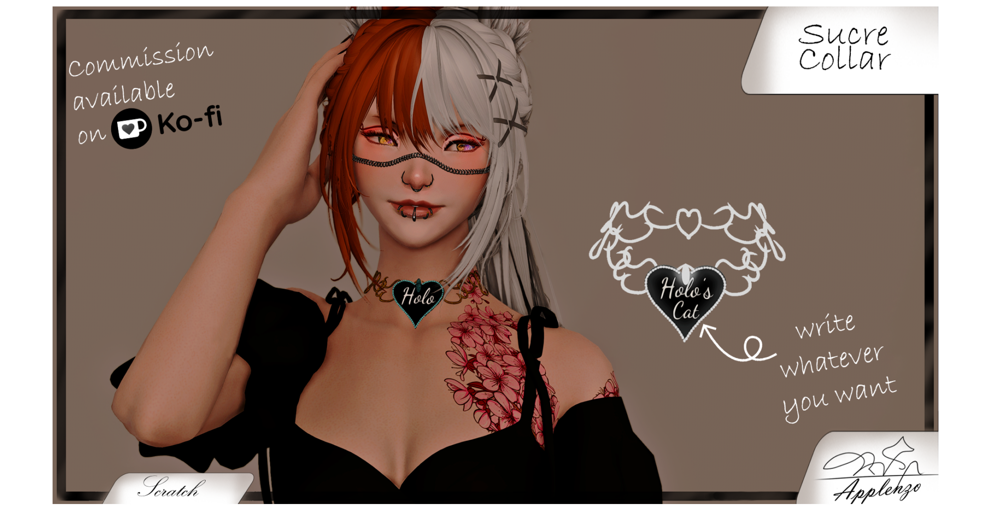 [Holo] Sucre Collar (Tag Option) - The Glamour Dresser : Final Fantasy XIV Mods and More