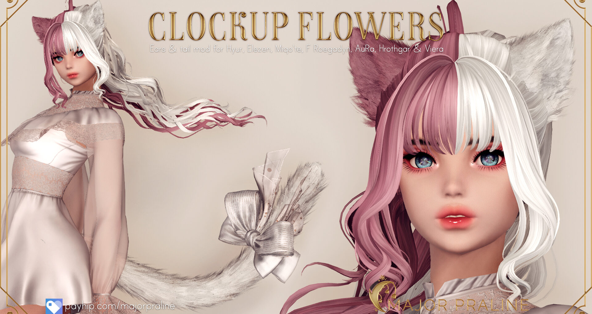 Clockup Flowers - Ears & tail - The Glamour Dresser : Final Fantasy XIV Mods and More