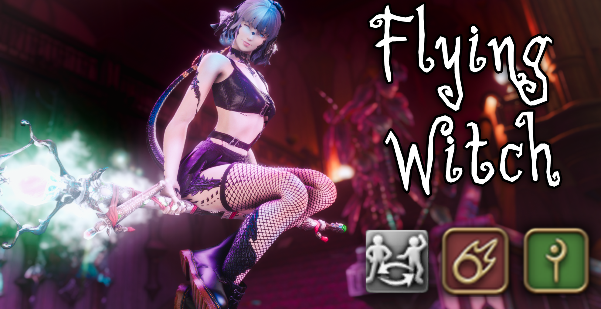 [Animation] Flying Witch (BLM/WHM idle) - The Glamour Dresser : Final Fantasy XIV Mods and More