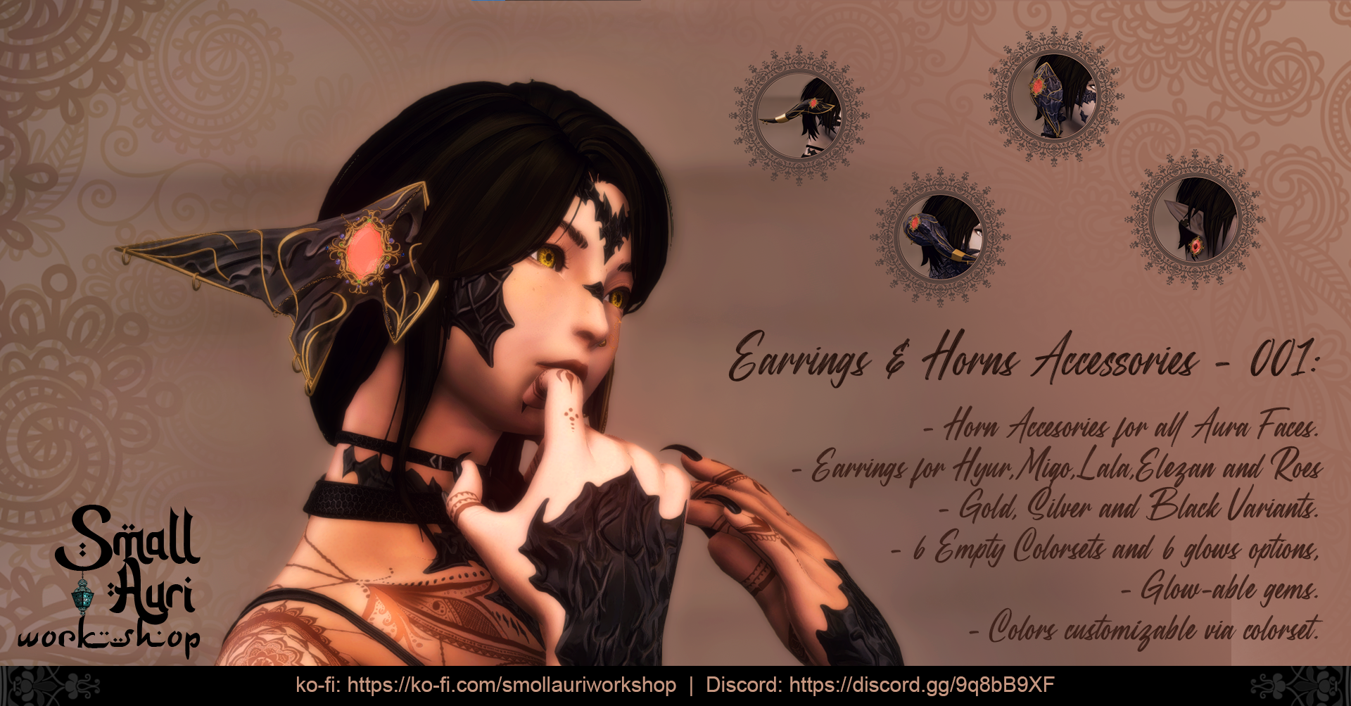 Earrings & Aura Horn Accessories - 001 - The Glamour Dresser : Final Fantasy XIV Mods and More