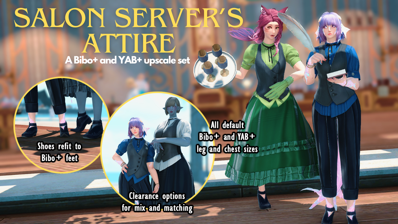 [FP] Salon Server's Attire - Bibo+ and YAB+ - The Glamour Dresser : Final Fantasy XIV Mods and More