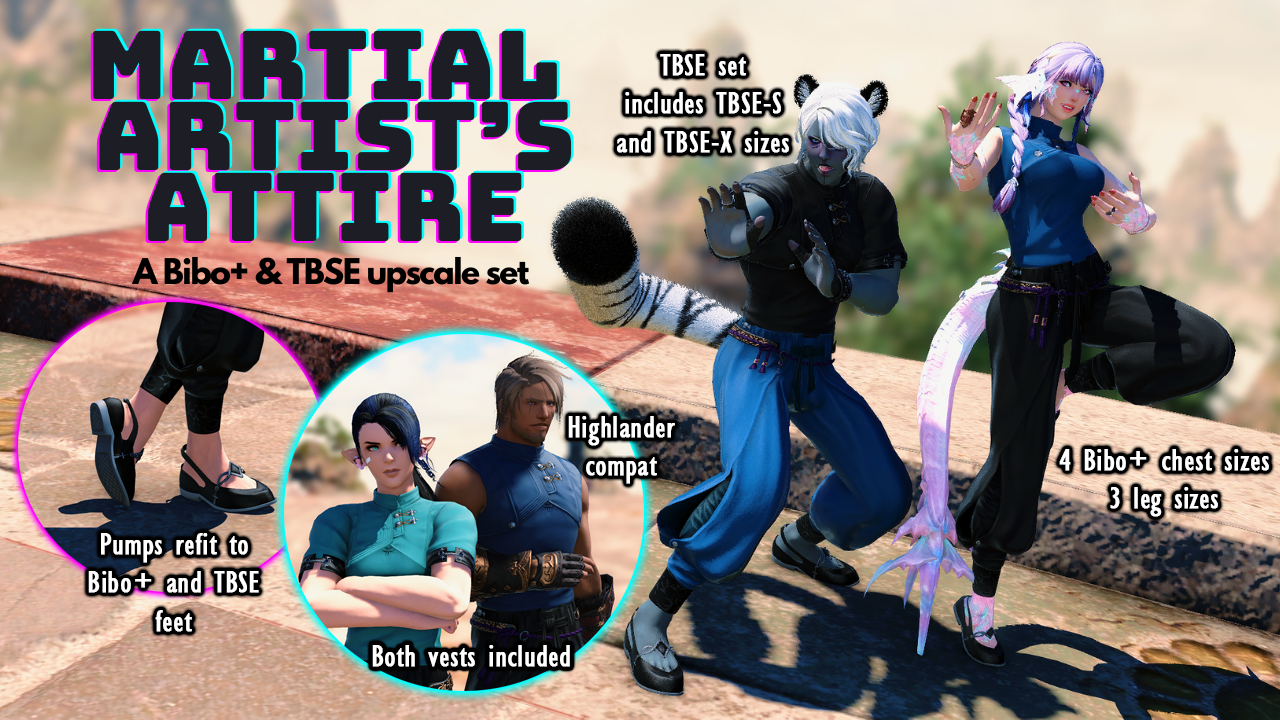 [FP] Martial Artist's Attire - TBSE + Bibo+ - The Glamour Dresser : Final Fantasy XIV Mods and More