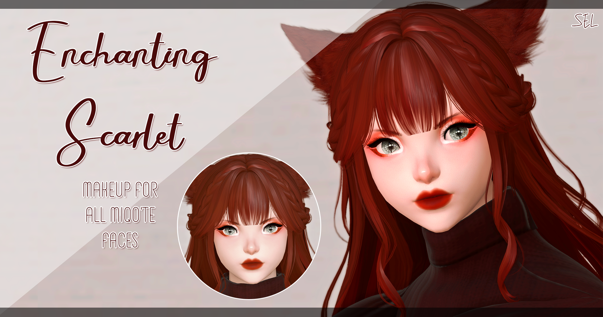 Enchanting Scarlet - Female Miqo'te Makeup - The Glamour Dresser ...