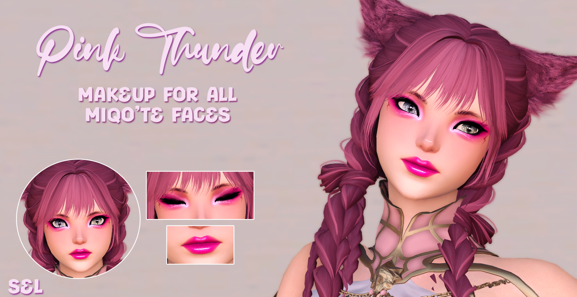 Pink Thunder - Female Miqo'te Makeup - The Glamour Dresser : Final ...