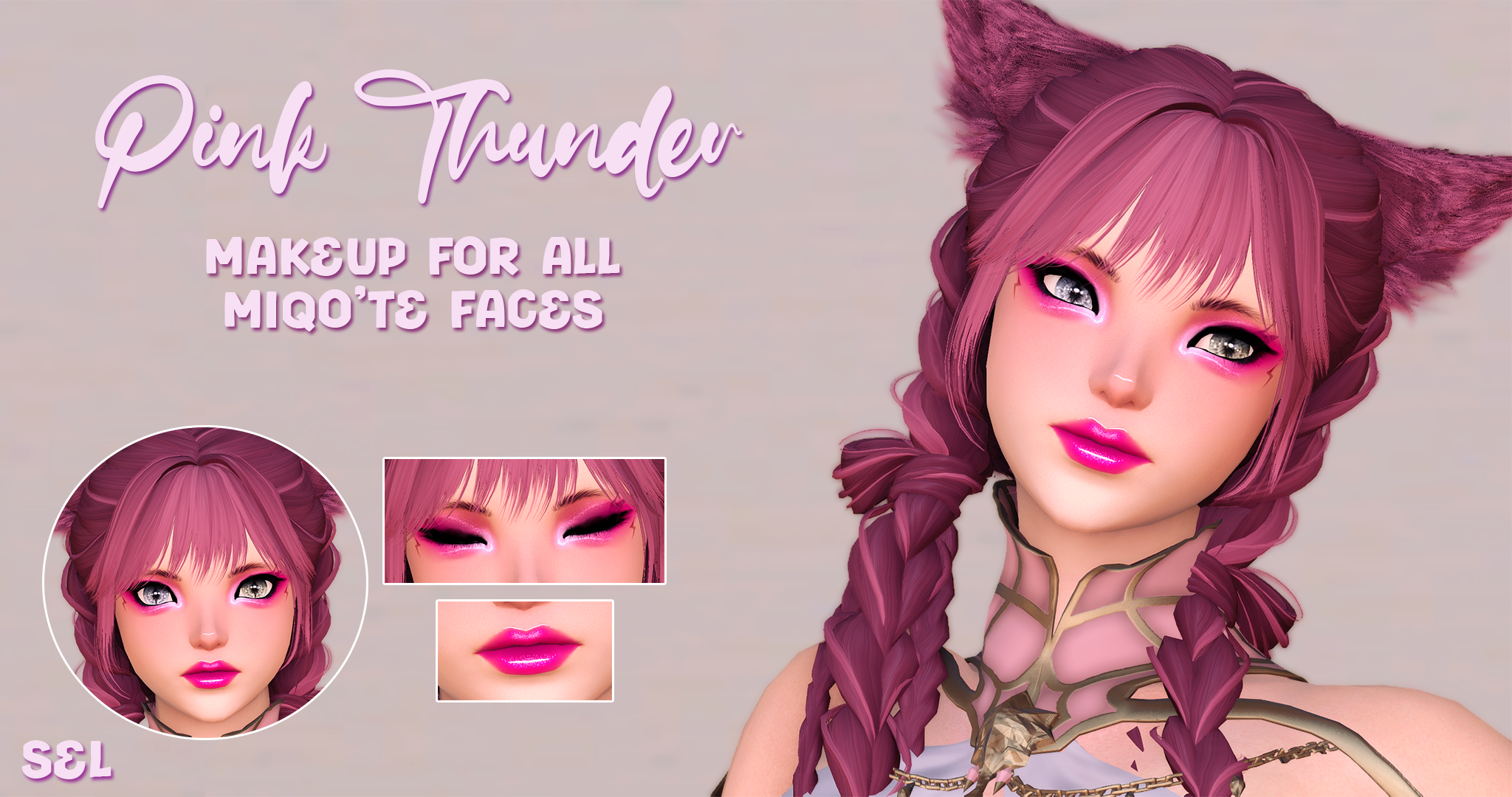 Pink Thunder - Female Miqo'te Makeup - The Glamour Dresser : Final ...