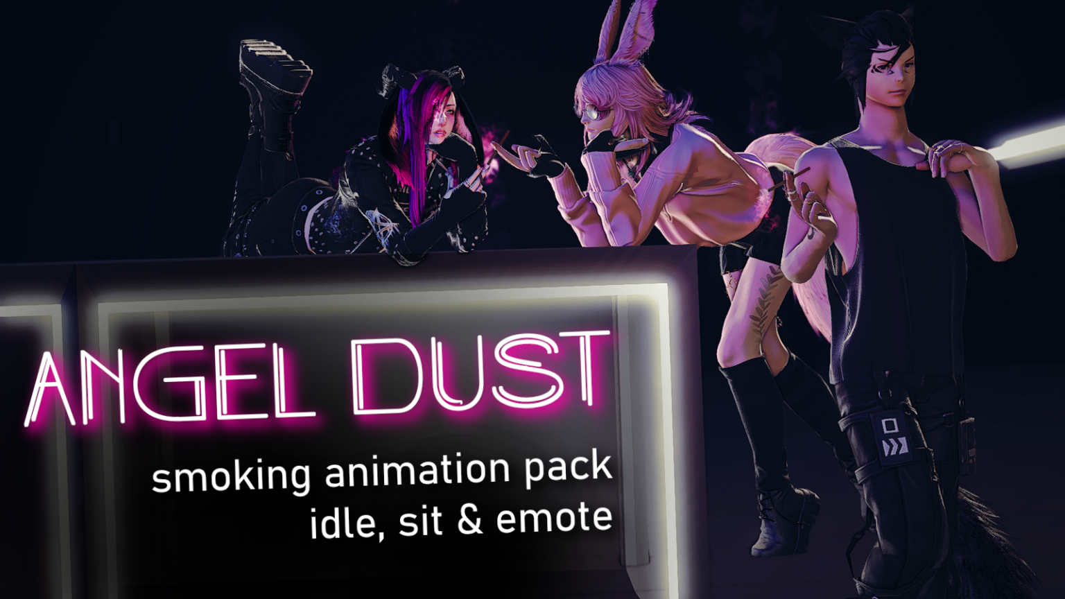 Angel Dust - smoking animation pack - idle, sit & emote - The Glamour Dresser : Final Fantasy ...