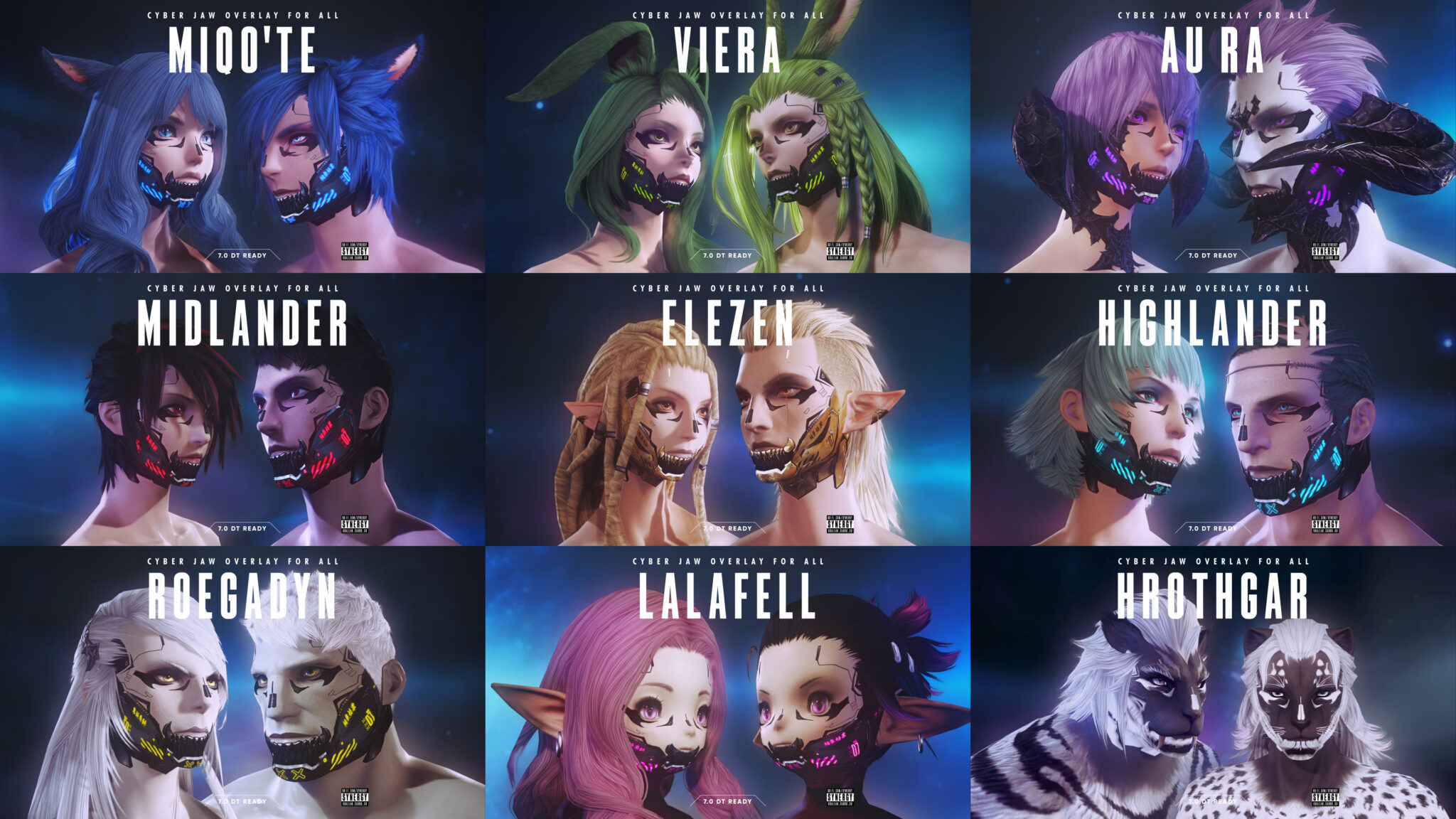 Cyber Jaw Overlays for all Races - The Glamour Dresser : Final Fantasy ...