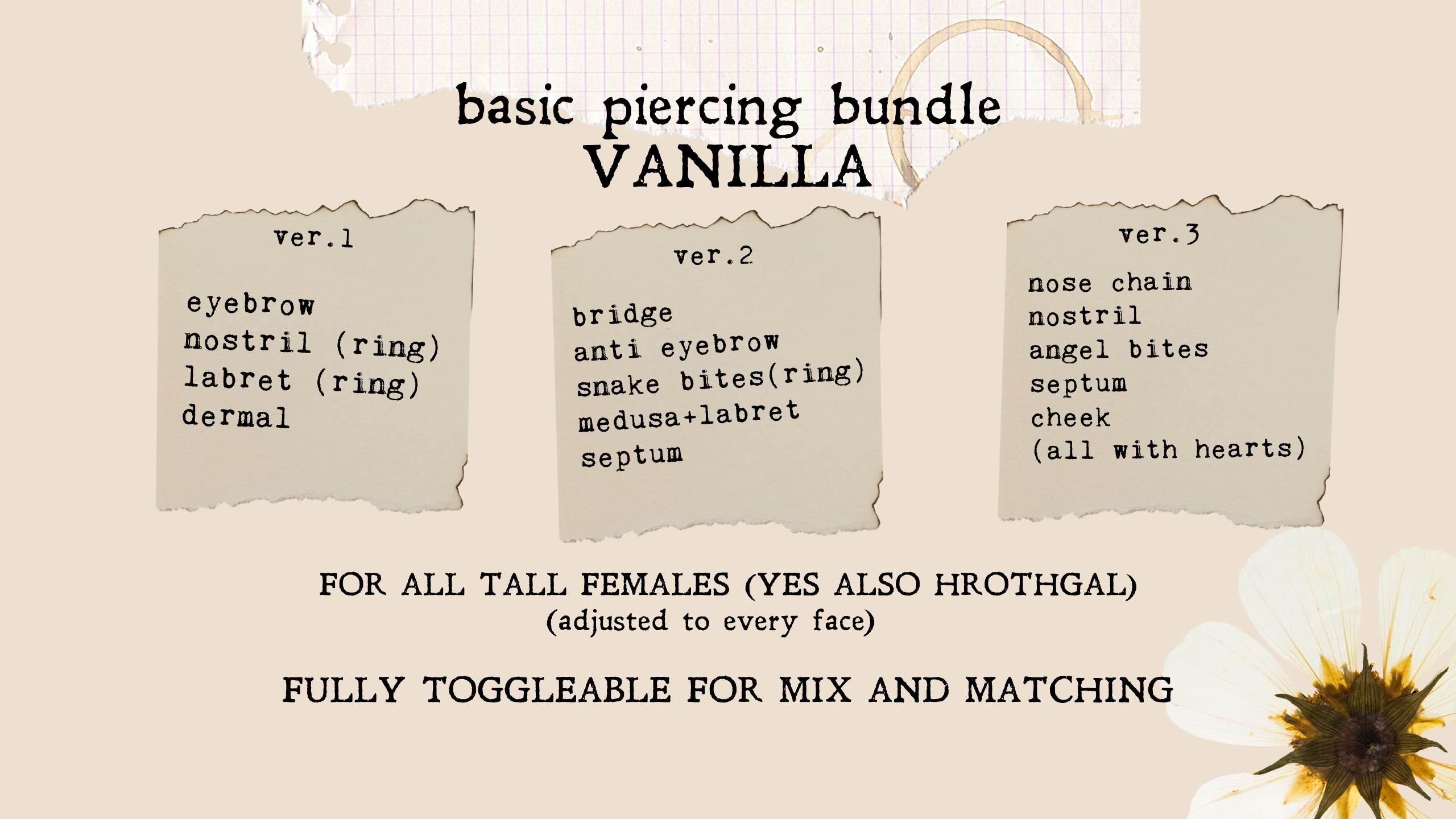 basic piercings - vanilla bundle - The Glamour Dresser : Final Fantasy XIV Mods and More