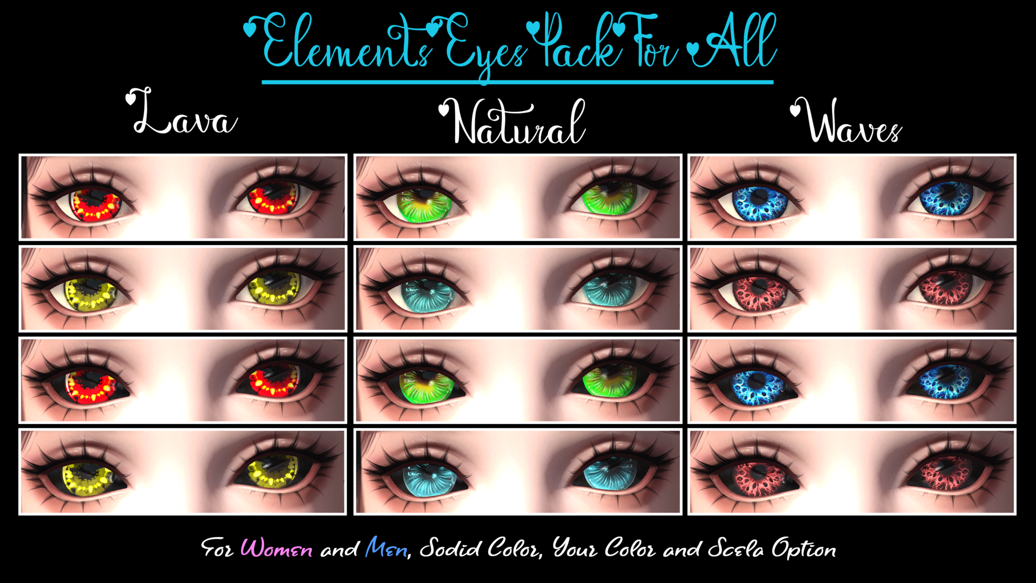 Elements [Eyes Pack]-All Women & Men[DT] - The Glamour Dresser : Final ...